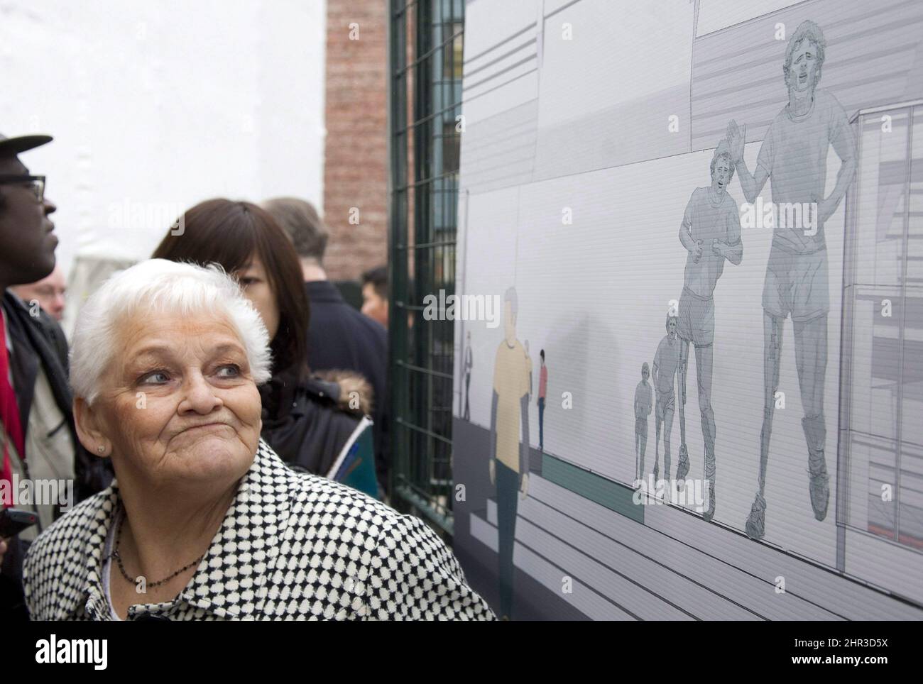 Betty Fox, mother of Terry Fox, looks at the new concept for the Terry ...