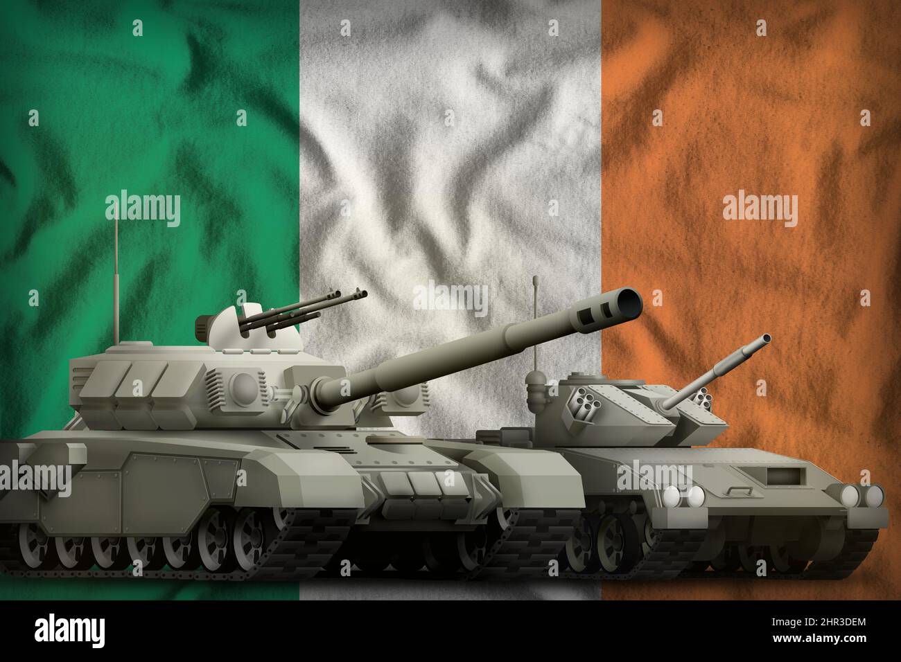 tanks on the Ireland flag background. Ireland tank forces concept. 3d ...