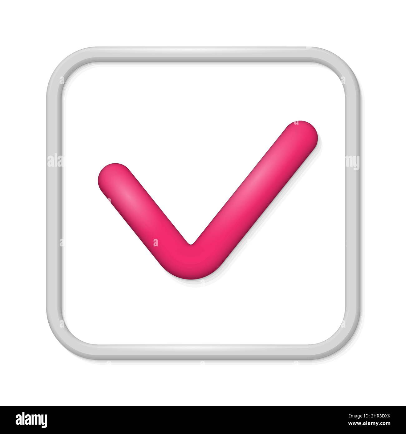 3D cartoon check icon. Approved test correct right element concept ...