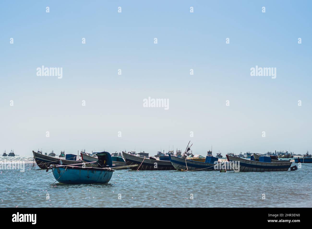 Aquamarine azure seascape clear sky view. Real nature beauty background ...