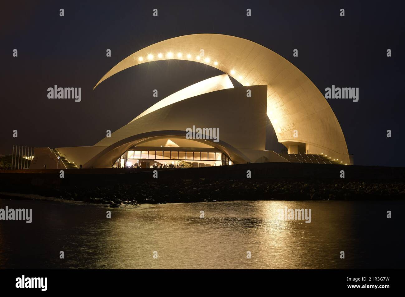 Auditorio de Tenerife, modern landmark architecture illuminated at ...