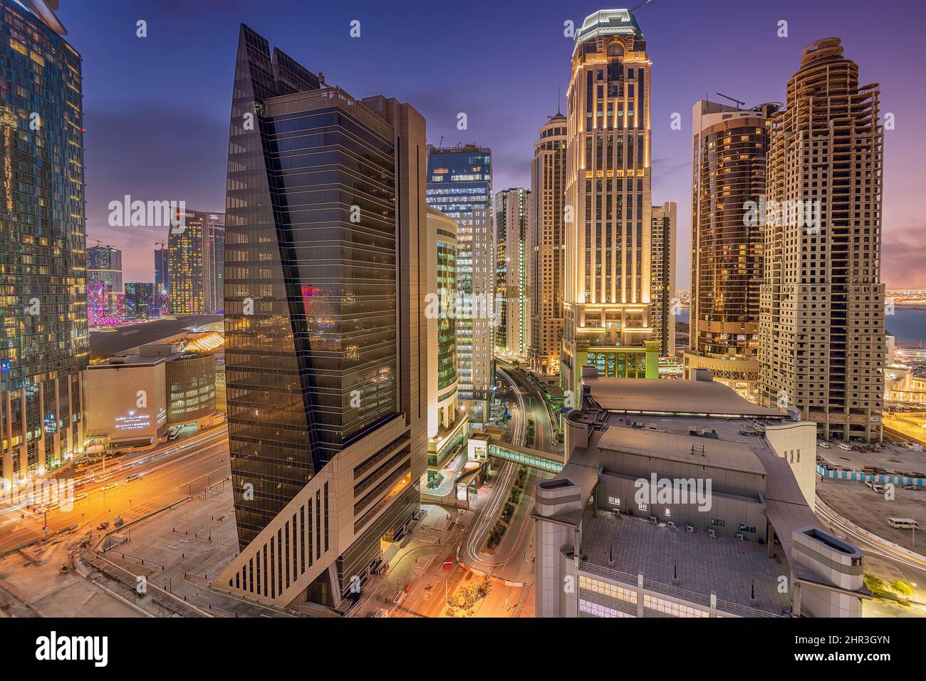 Beautiful Sunset Doha West bay skyline Stock Photo - Alamy