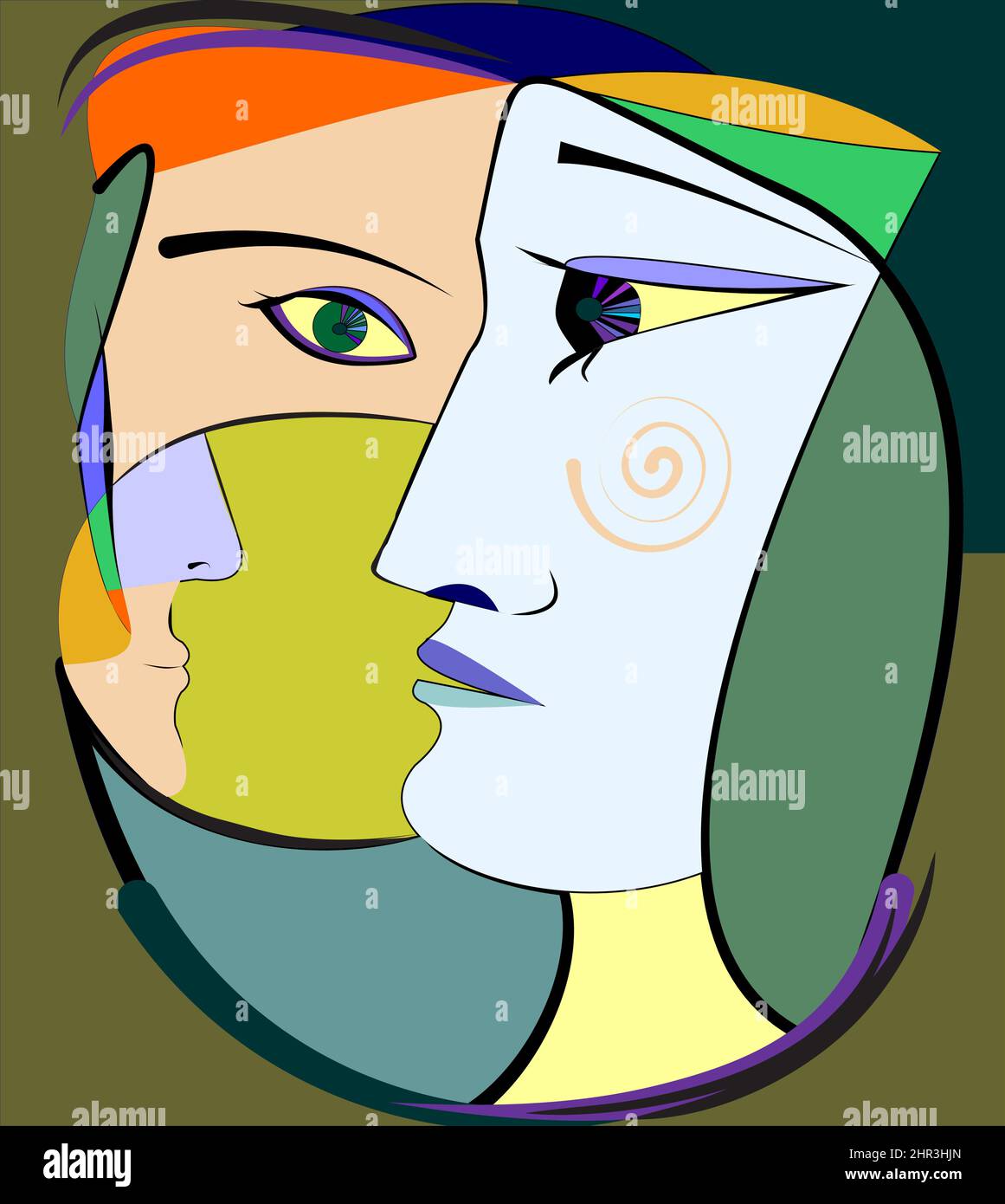 Colorful background, cubism art style,abstracts portraits Stock Vector ...