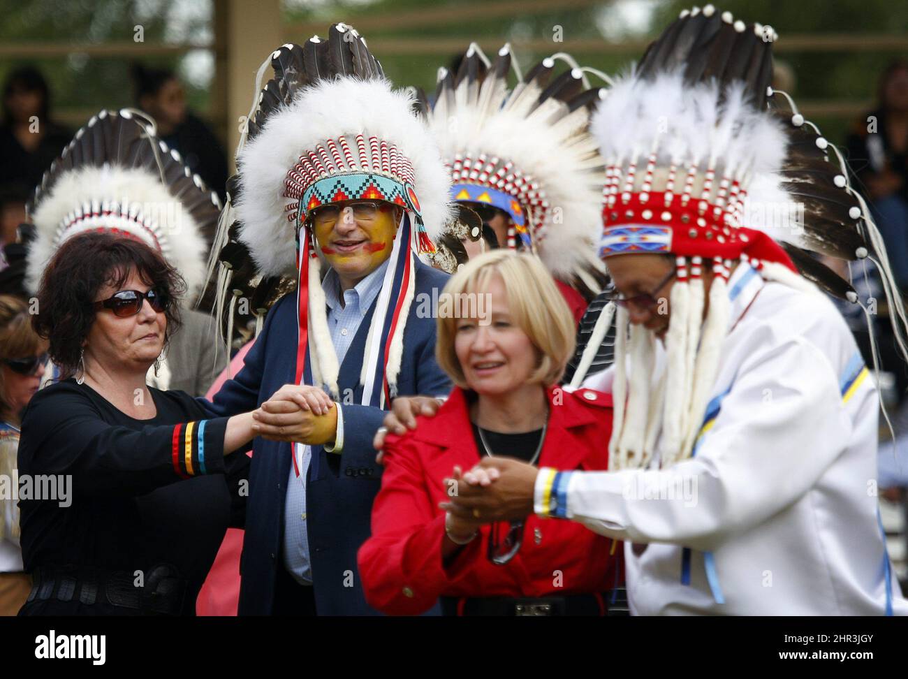 Prime Minister Stephen Harper, centre left, dances with Rhonda ...