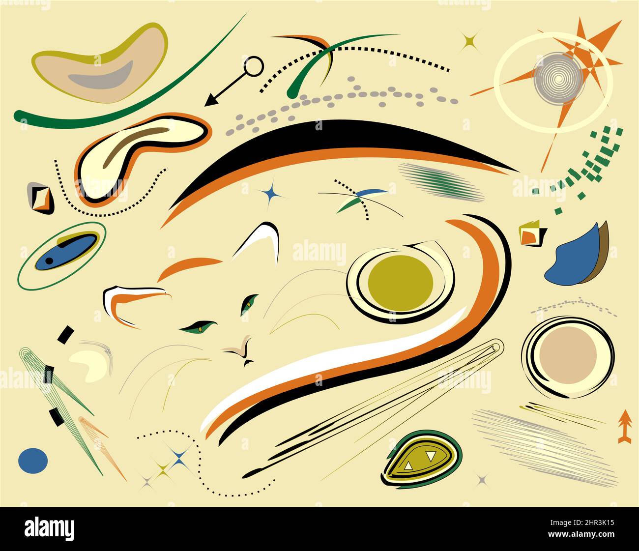 Abstract beige background ,fancy geometric and curved shapes ...