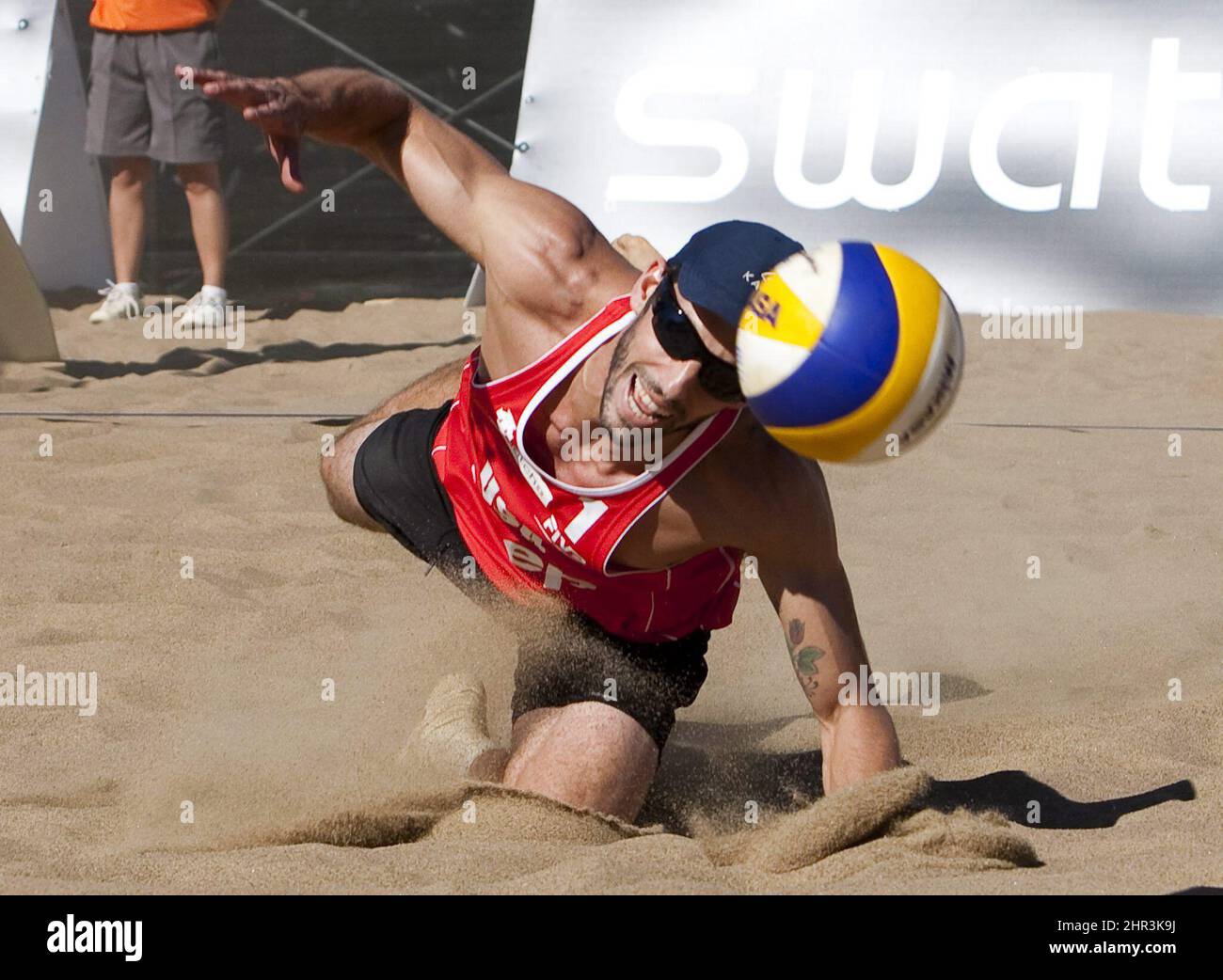 American Nick Lucena dives in vain during the gold medal game Sunday ...