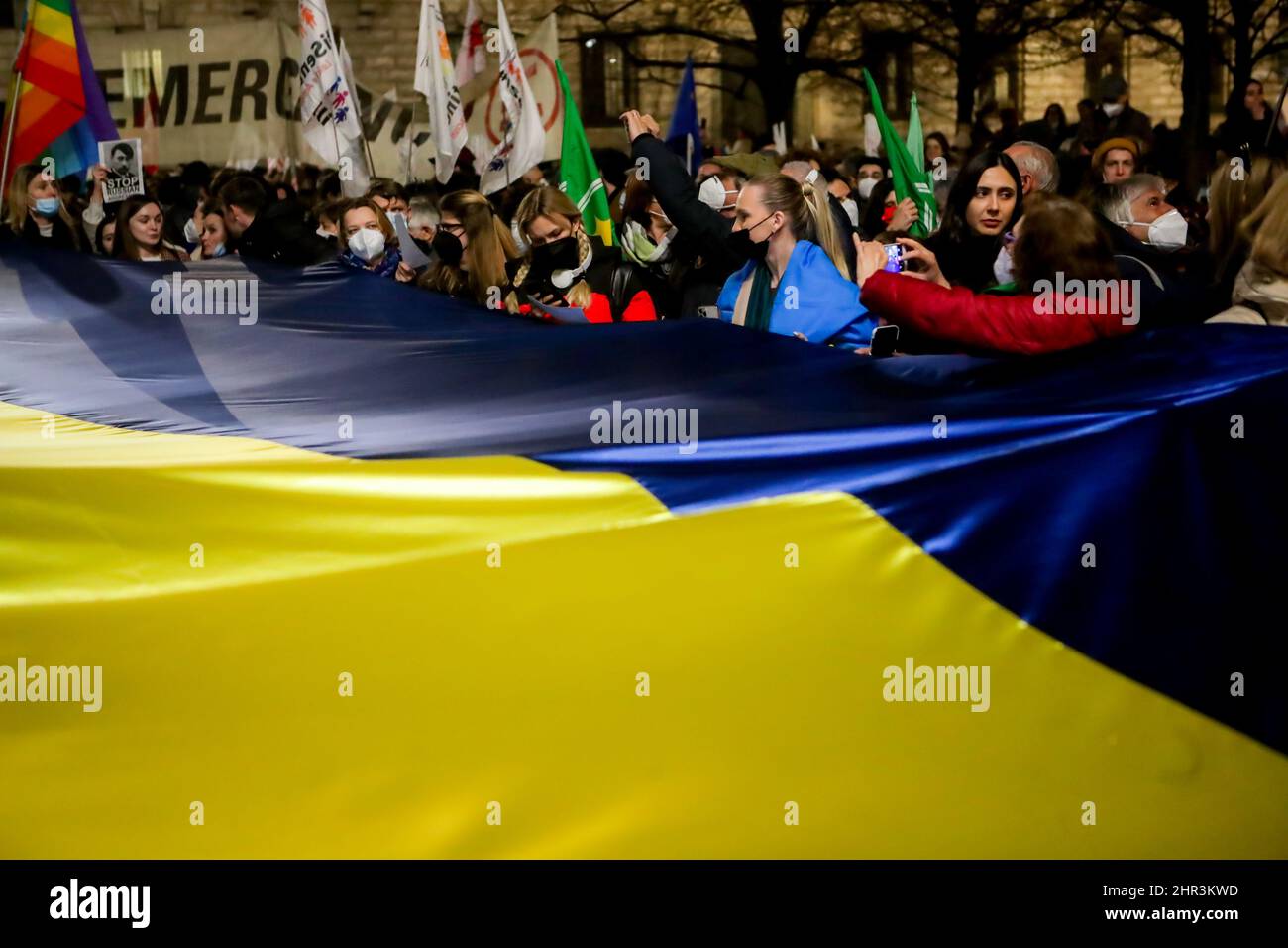 Rally to demonstrate against the Russian military invasion of Ukraine ...