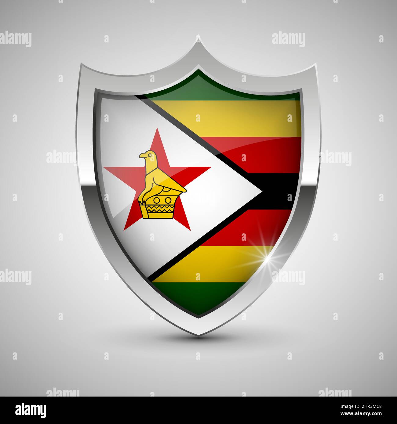 EPS10 Vector Patriotic shield with flag of Zimbabwe. An element of ...