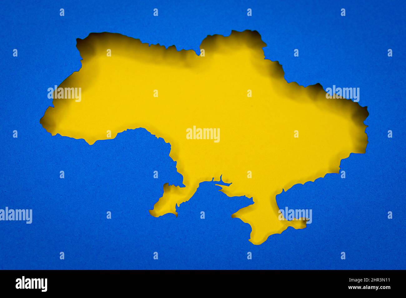 Ukraine map silhouette papercut, illustration photo for support in war ...