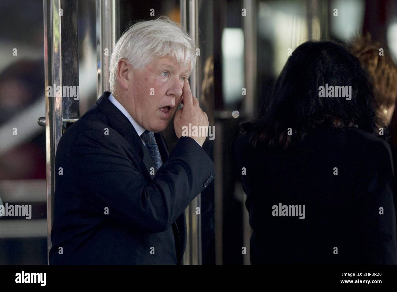 Interim Liberal Leader Bob Rae arrives at the funeral of the late NDP ...