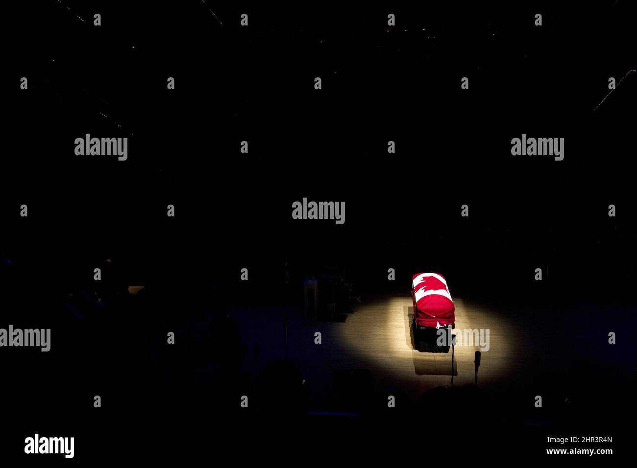 The casket sits at the funeral of the late NDP leader Jack Layton, at ...