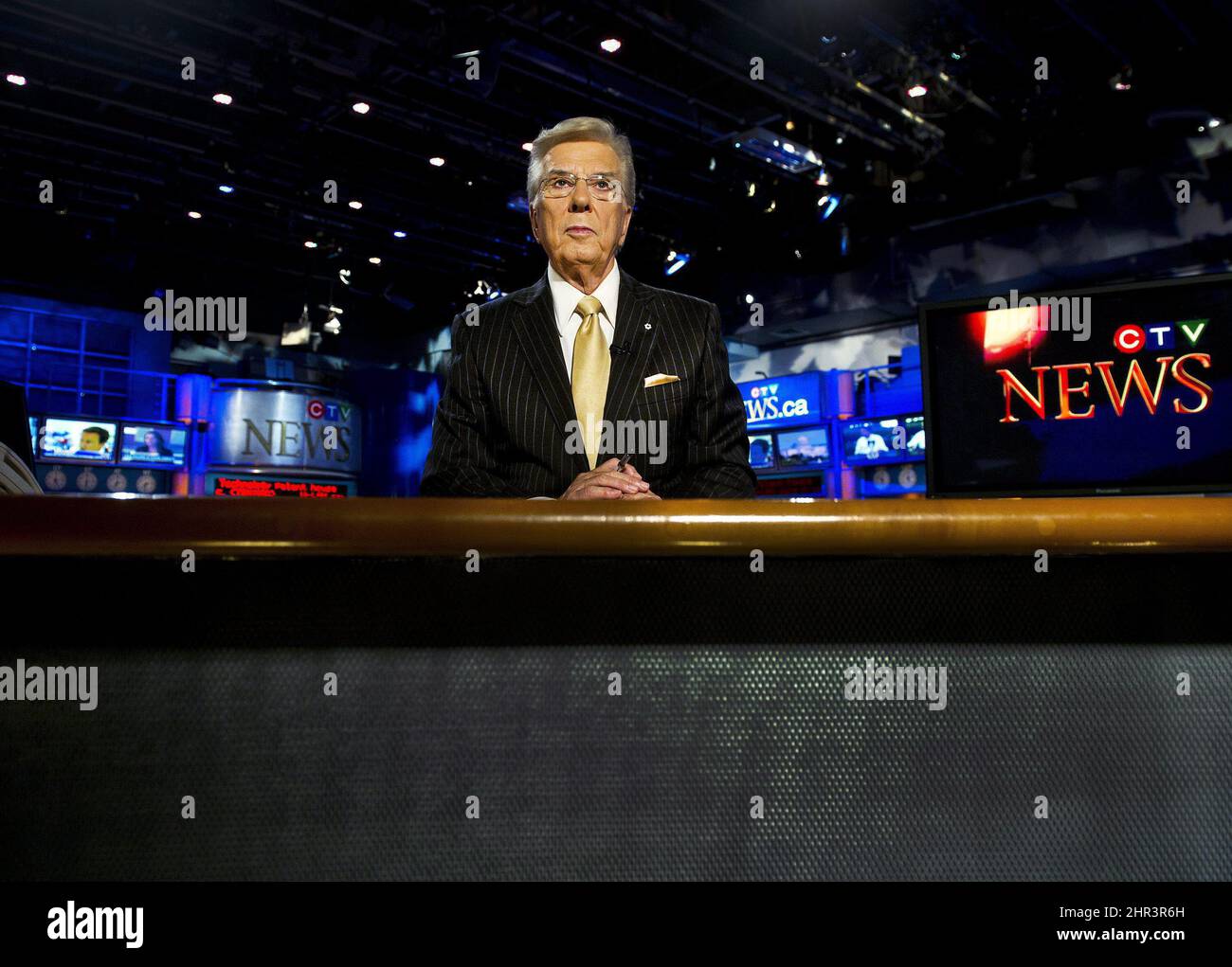 CTV news anchor Lloyd Robertson rehearses his news cast before going ...