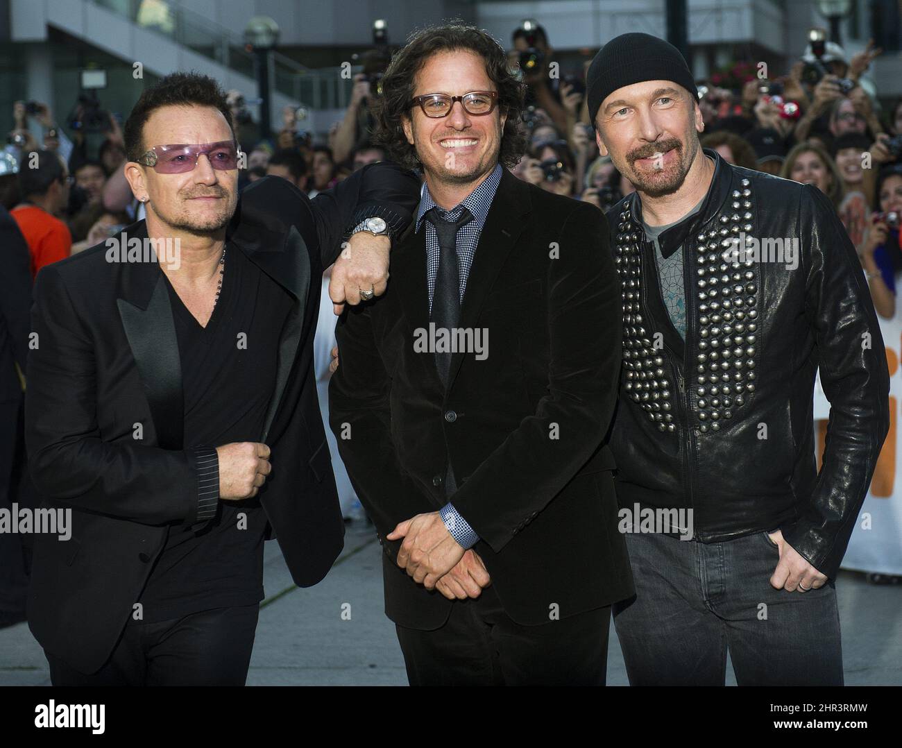 U2 lead singer Bono, left, Director Davis Guggenheim, centre, and The ...