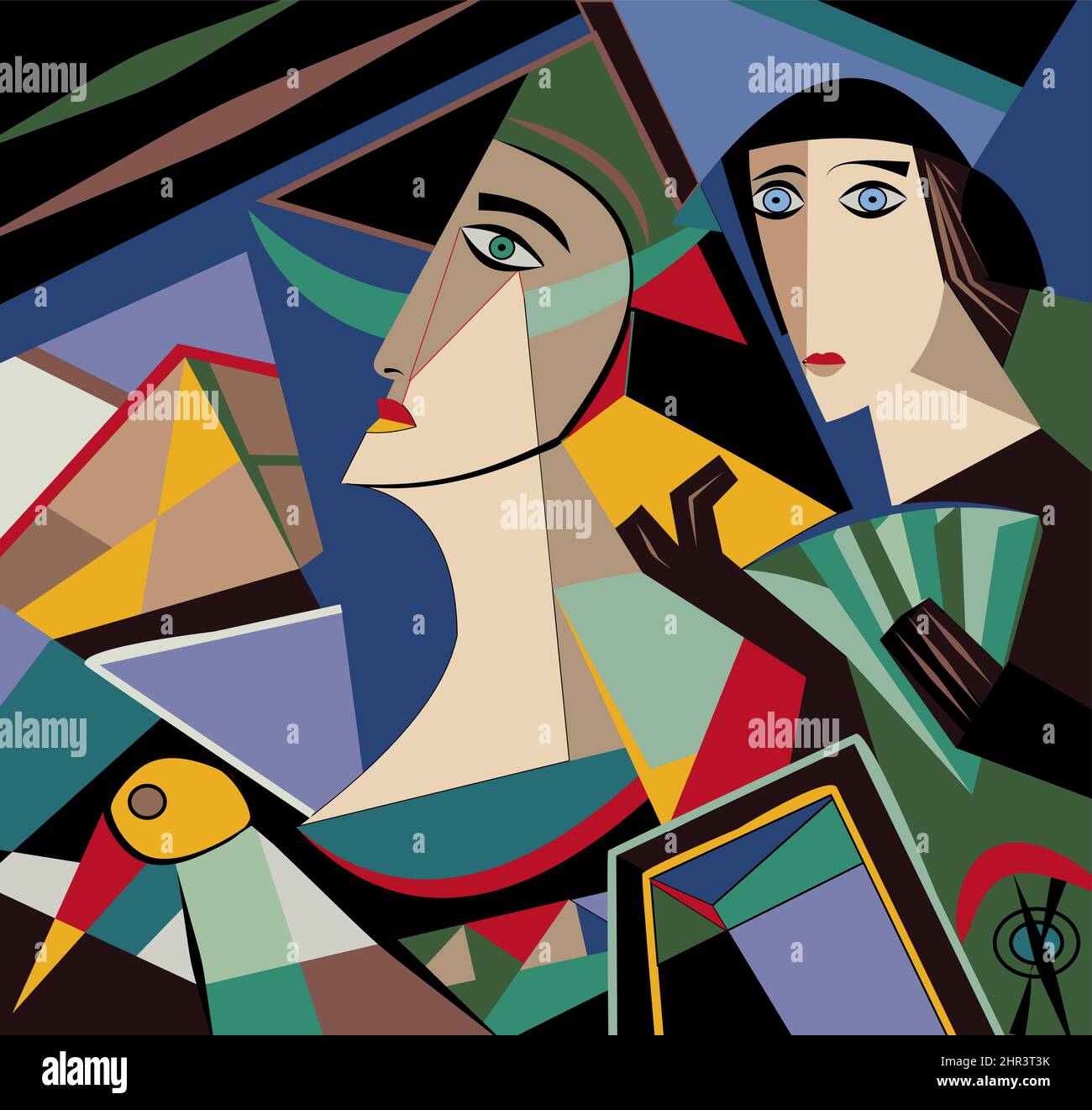 Colorful background, cubism art style,abstract portrait Stock Vector ...