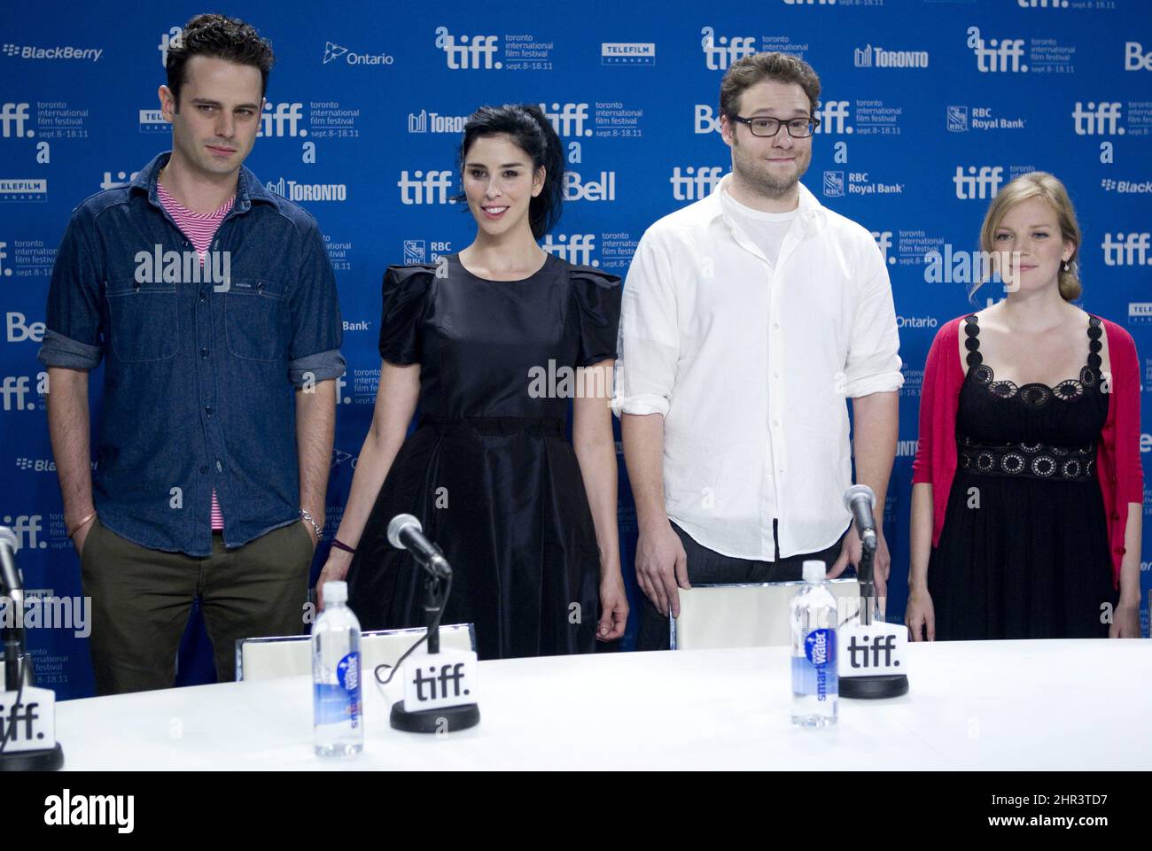 Luke Kirby (left) Sarah Silverman (centre, left) Seth Rogan (centre ...