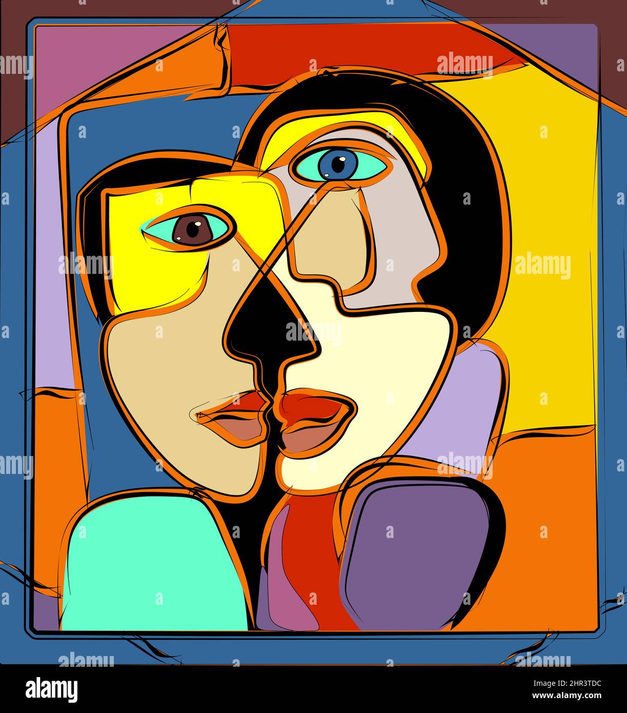 Colorful background, cubism art style,abstracts portraits Stock Vector ...