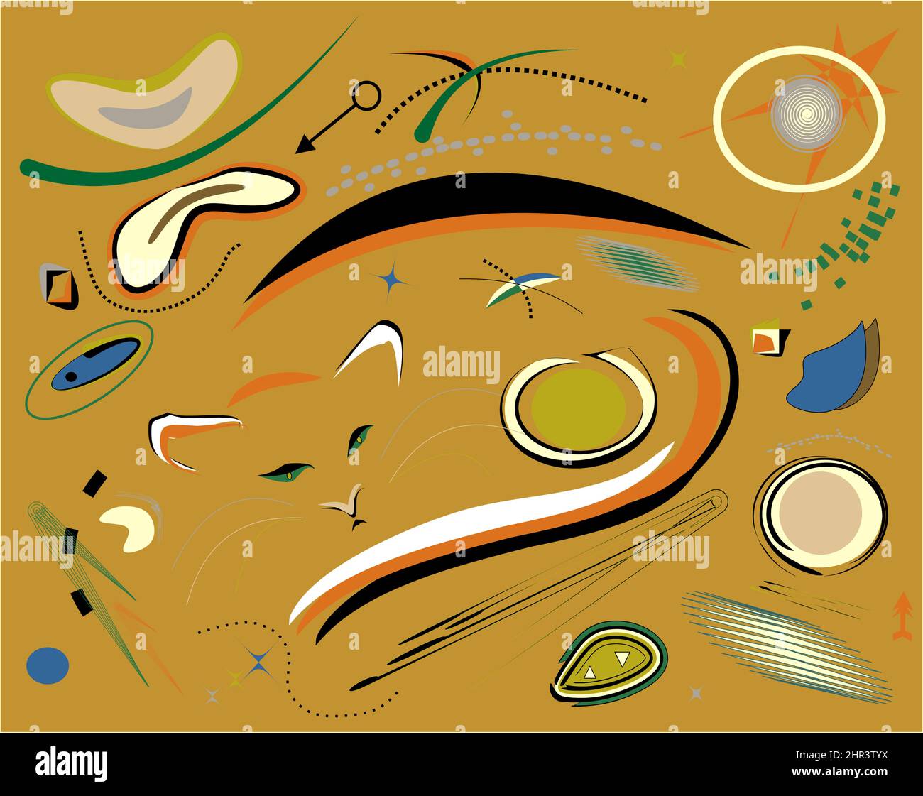 Abstract beige background ,fancy geometric and curved shapes ...