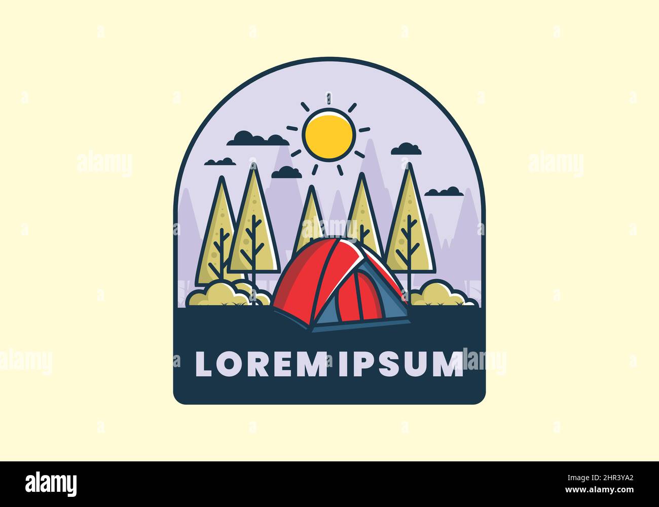 Fun camping with dome tent flat illustration design Stock Vector Image ...