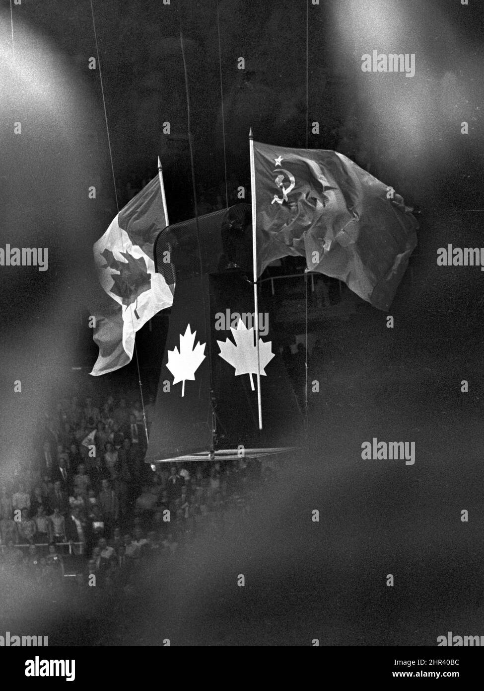 The Canadian and Soviet Union flags are displayed during the 1972 ...