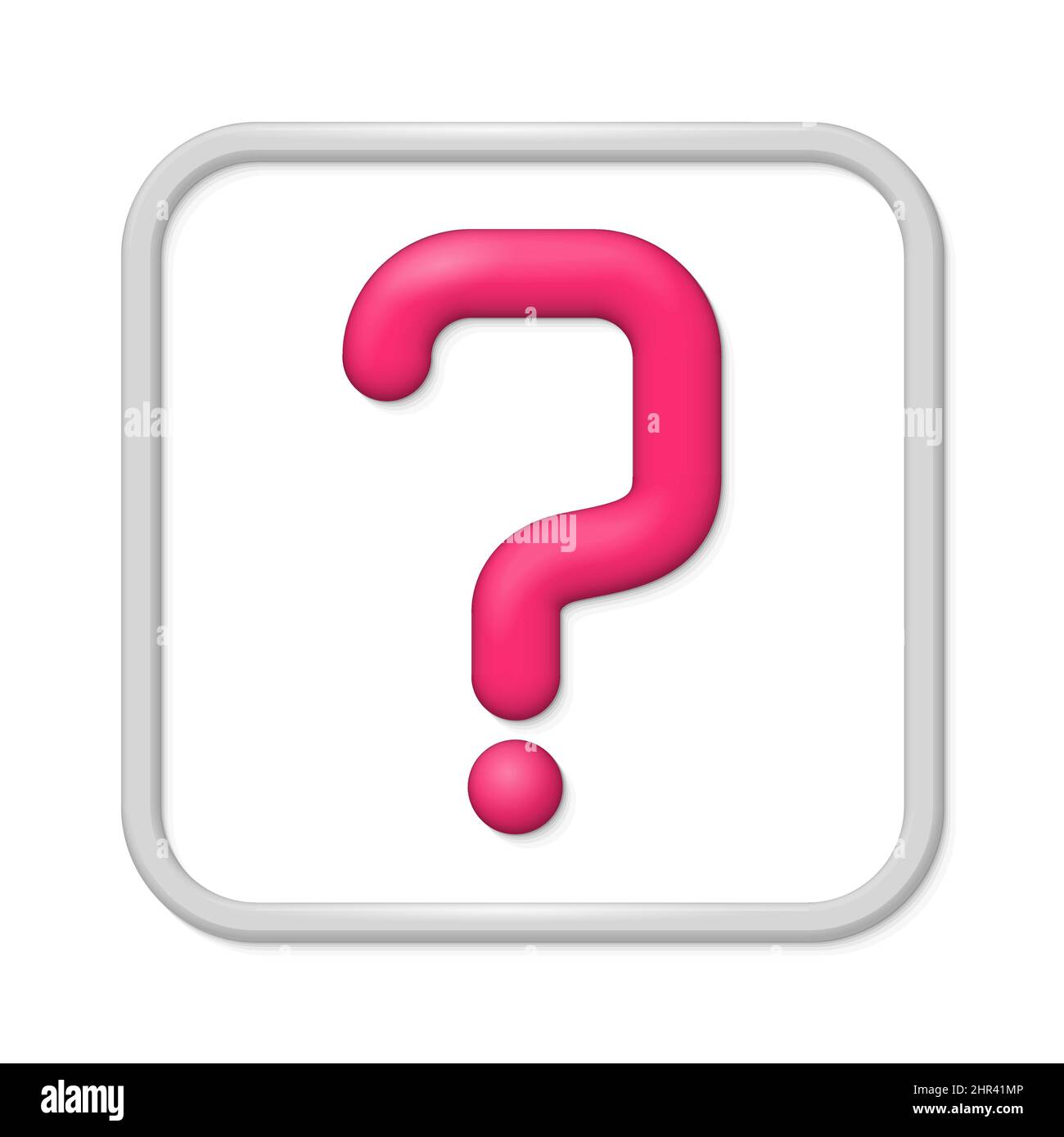3D cartoon question mark icon. Online ask test query element concept ...