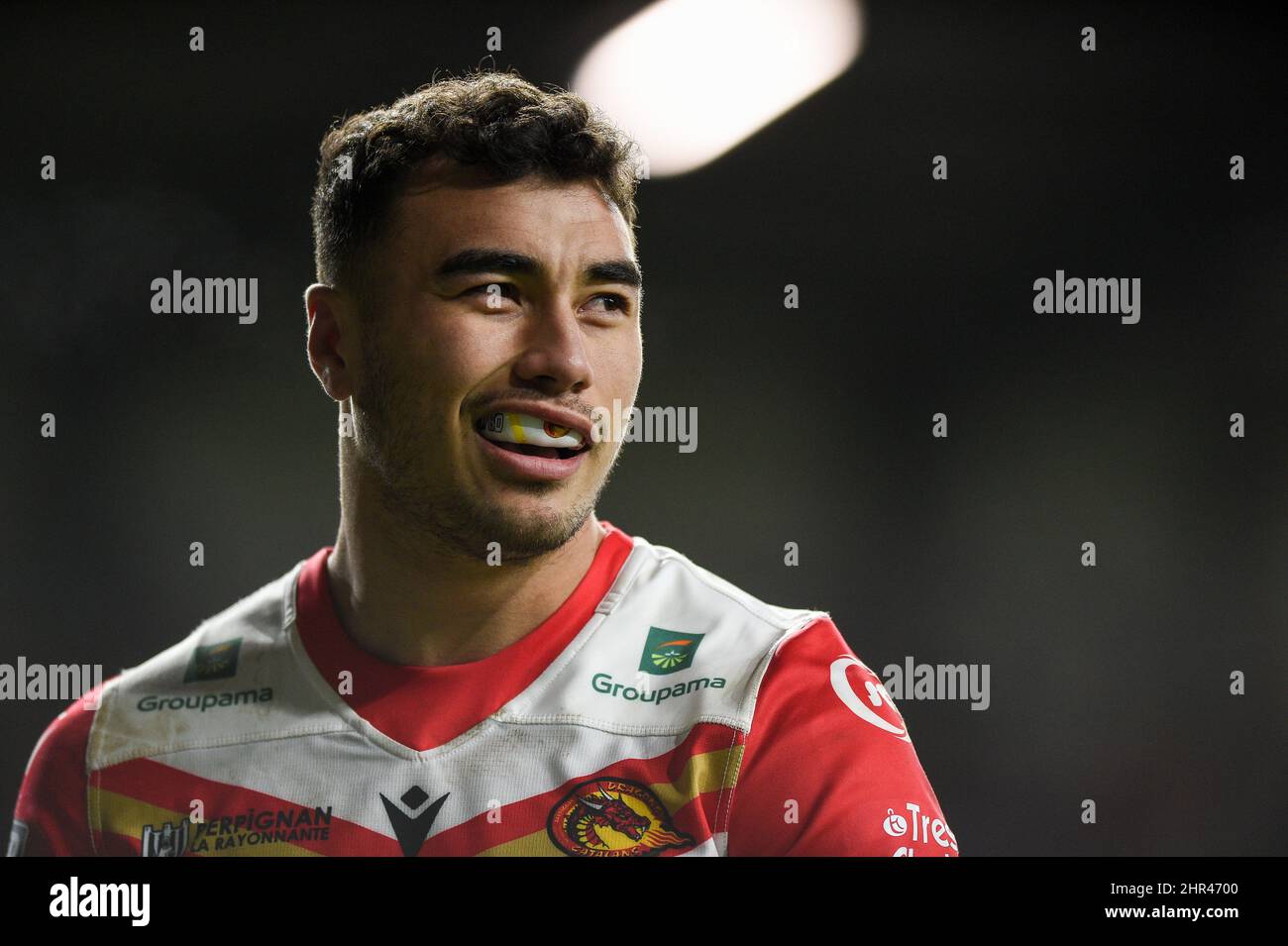 Leeds, England - 24 February 2022 - Joe Chan of Catalan Dragons during ... Leeds, England - 24 February 2022 - Joe Chan of Catalan Dragons during ...