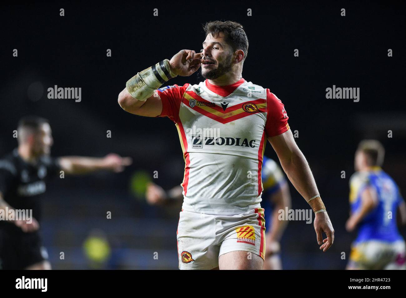 Leeds, England - 24 February 2022 - Benjamin Garcia of Catalan Dragons ...