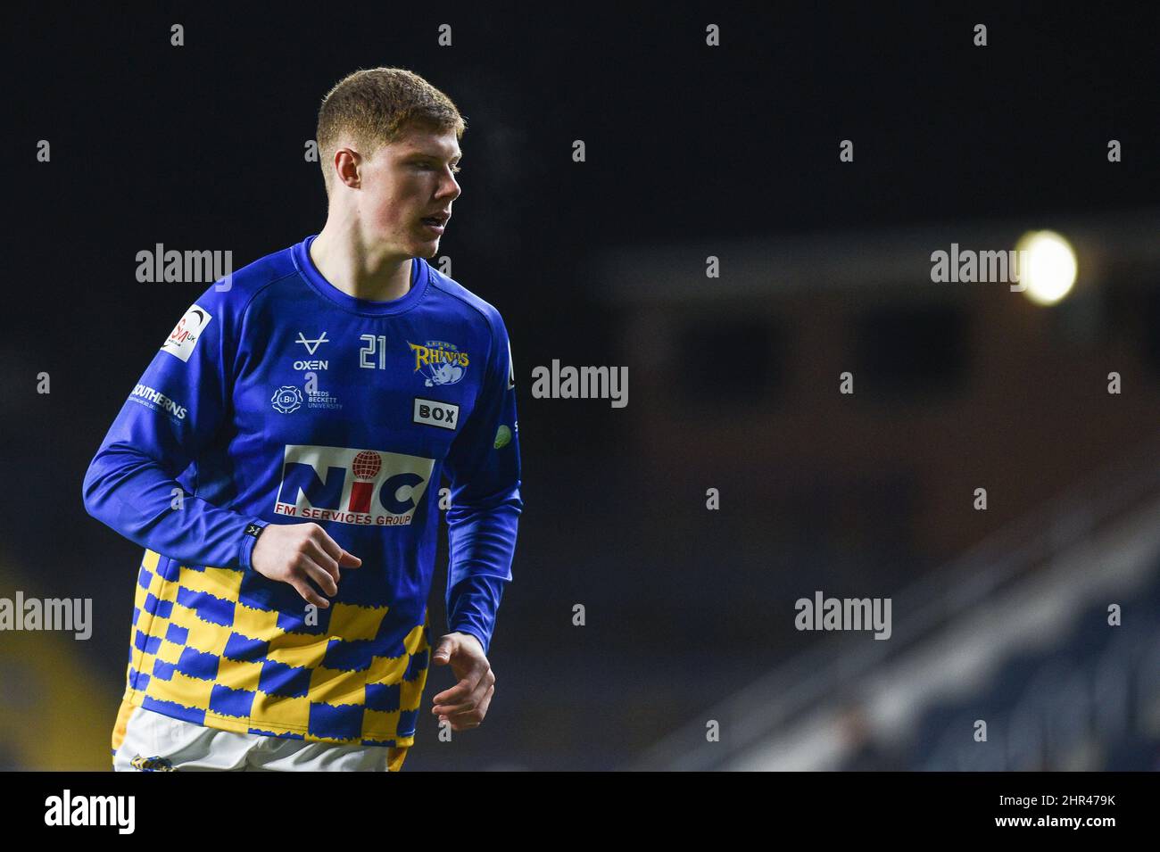 Leeds, England - 24 February 2022 - Morgan Gannon (21) of Leeds Rhinos ...