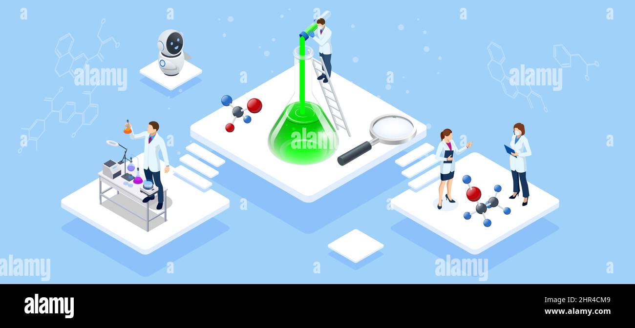 Isometric Chemical Laboratory concept. Molecular Biology Technics ...