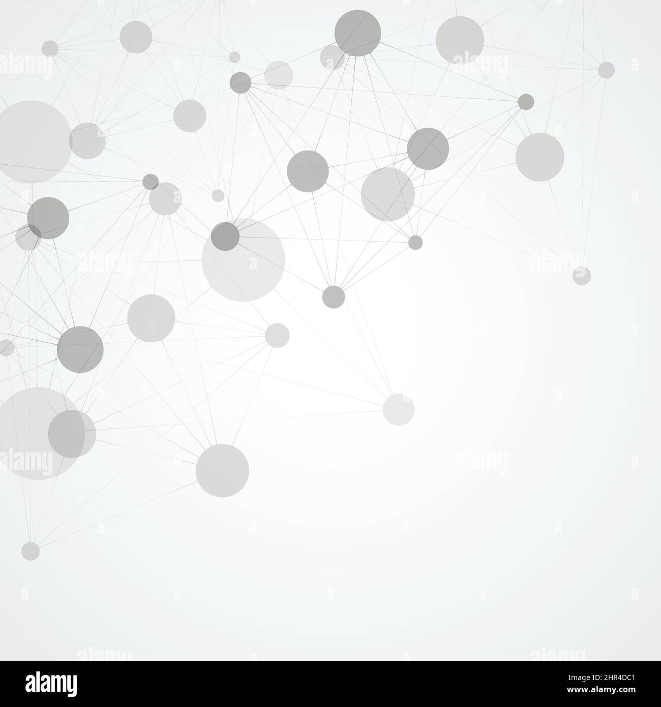 Abstract polygonal network shapes with connecting dots and lines. Science and technology ...