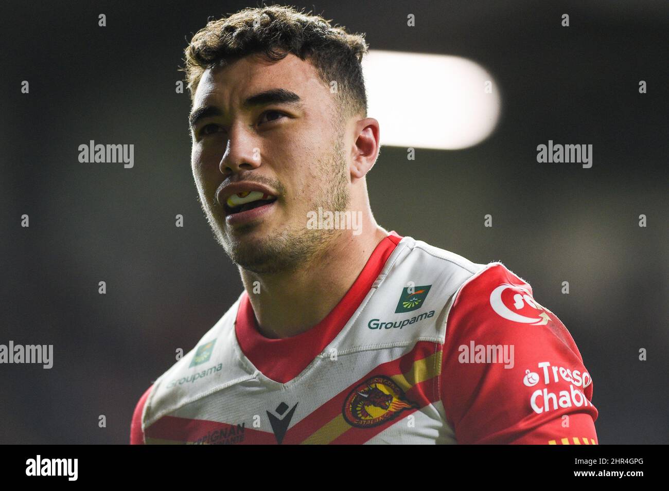 Leeds, England - 24 February 2022 - Joe Chan of Catalan Dragons during ...