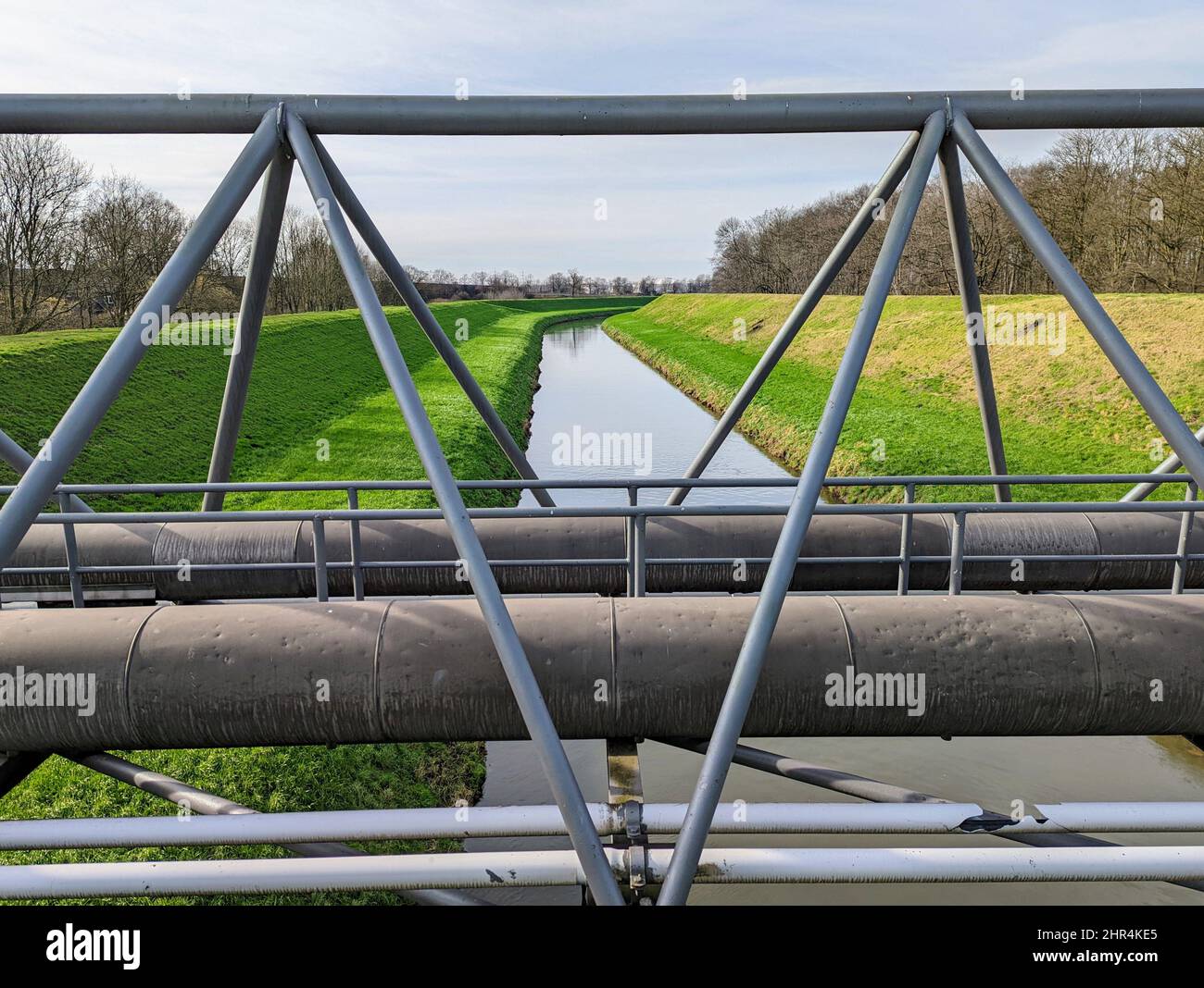 Emscher river surrounded by greenery in Germany Stock Photo - Alamy