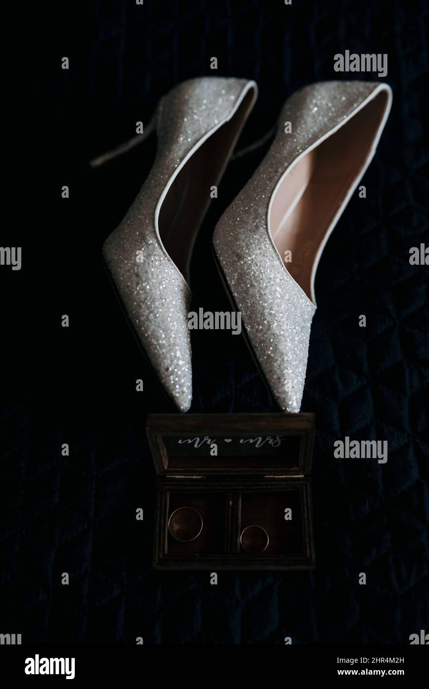 Vertical shot of lady elegant shiny shoes Stock Photo - Alamy