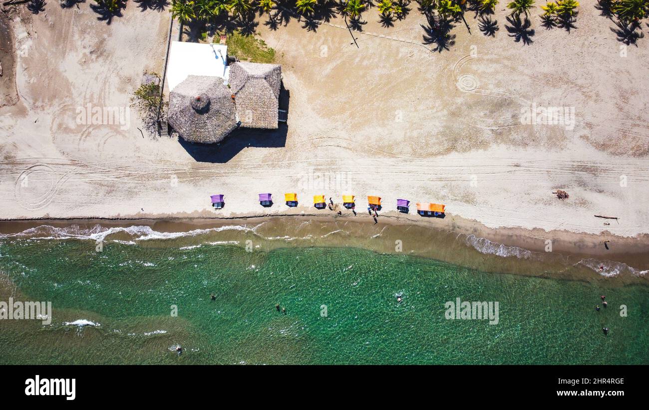 Aerial view of Caribbean beach in Tela, Honduras Stock Photo - Alamy