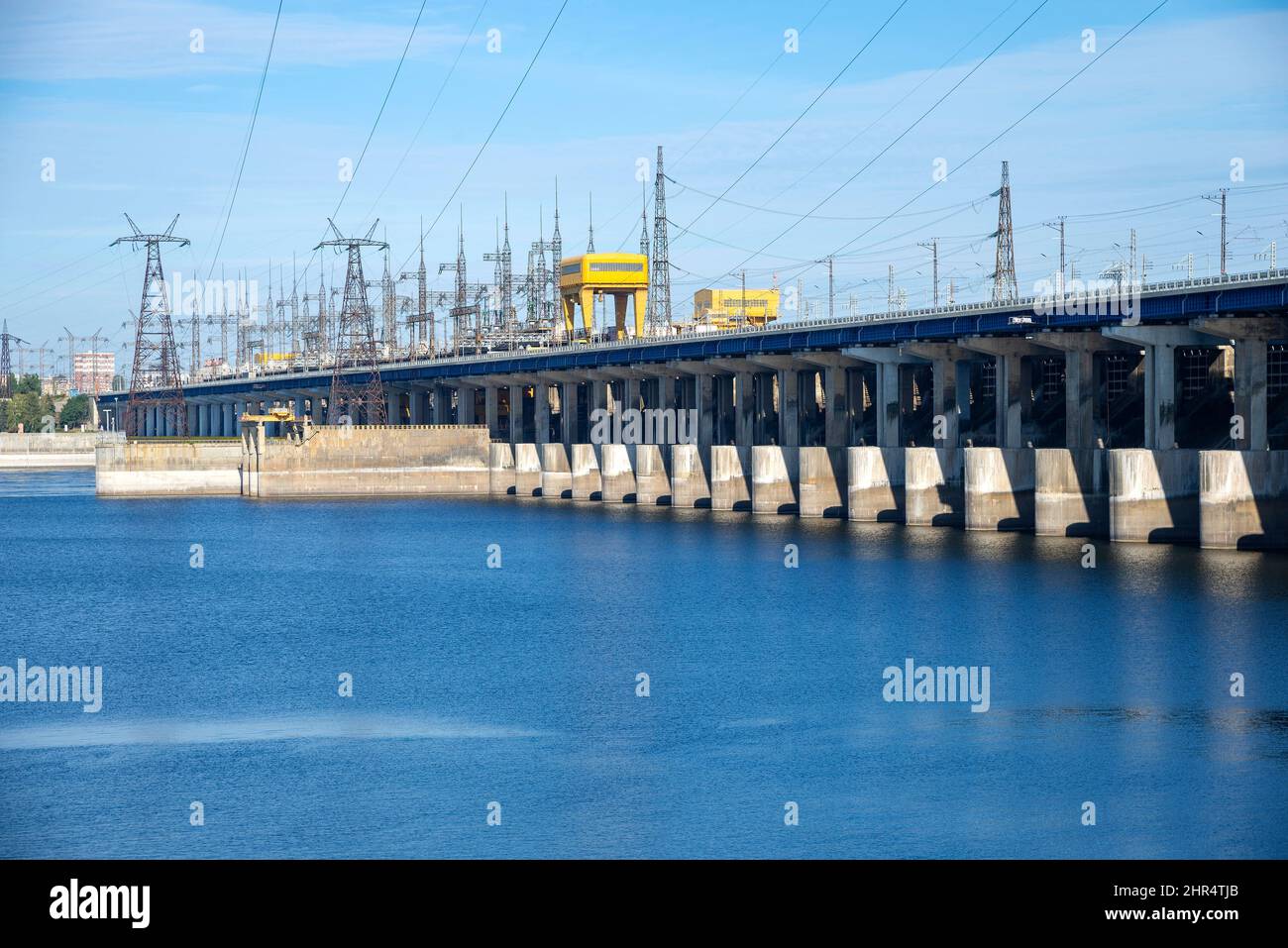 View of the Volga hydroelectric power station. Volgograd, Russia Stock ...