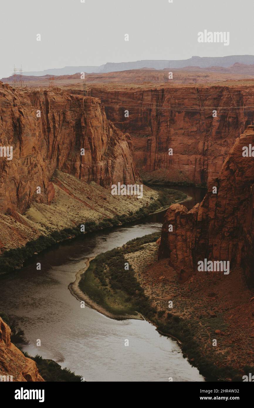 Scenic portrait of the Colorado River in Grand Canyon in Arizona ...