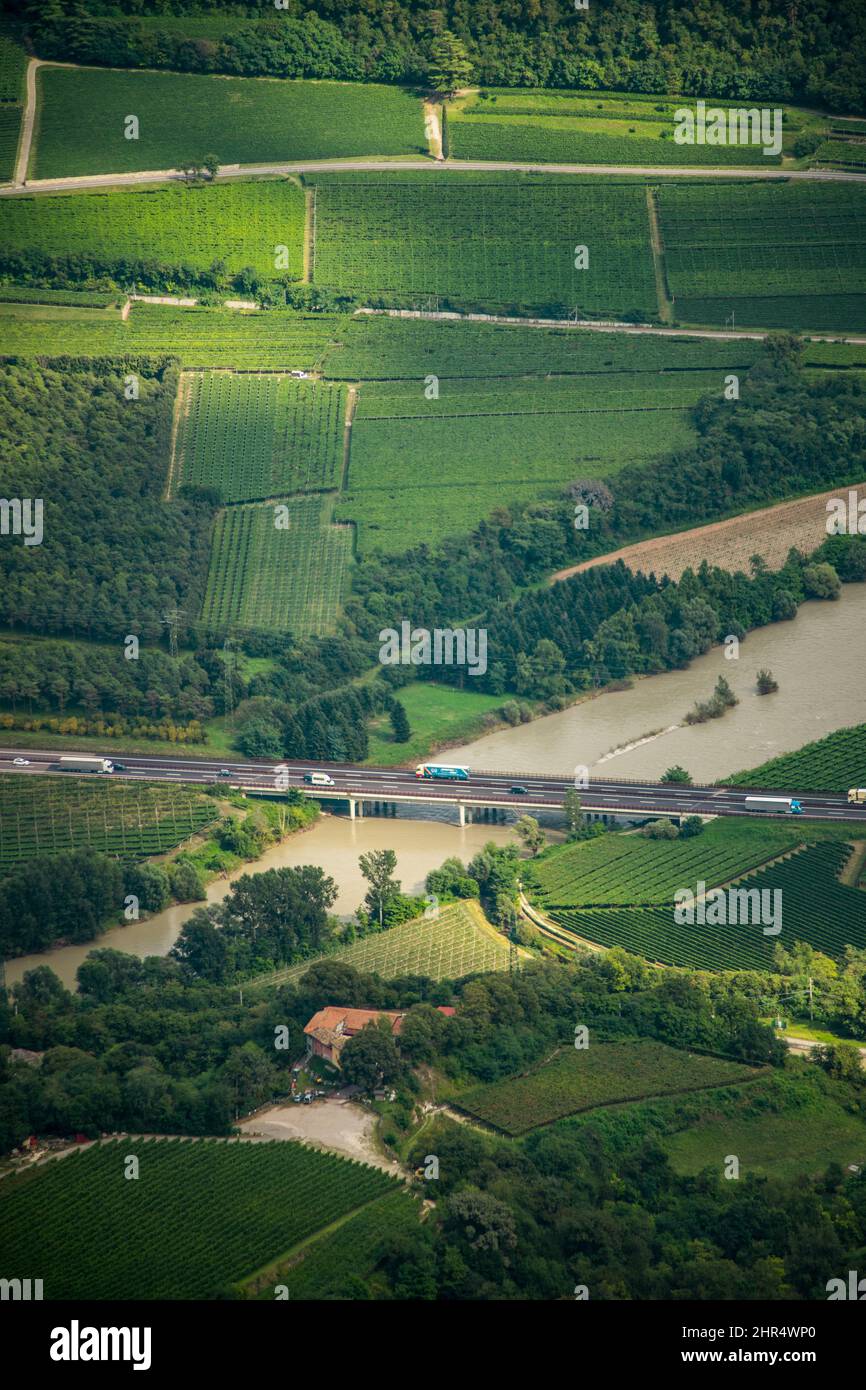 Aerial view of green agricultural lands Stock Photo - Alamy