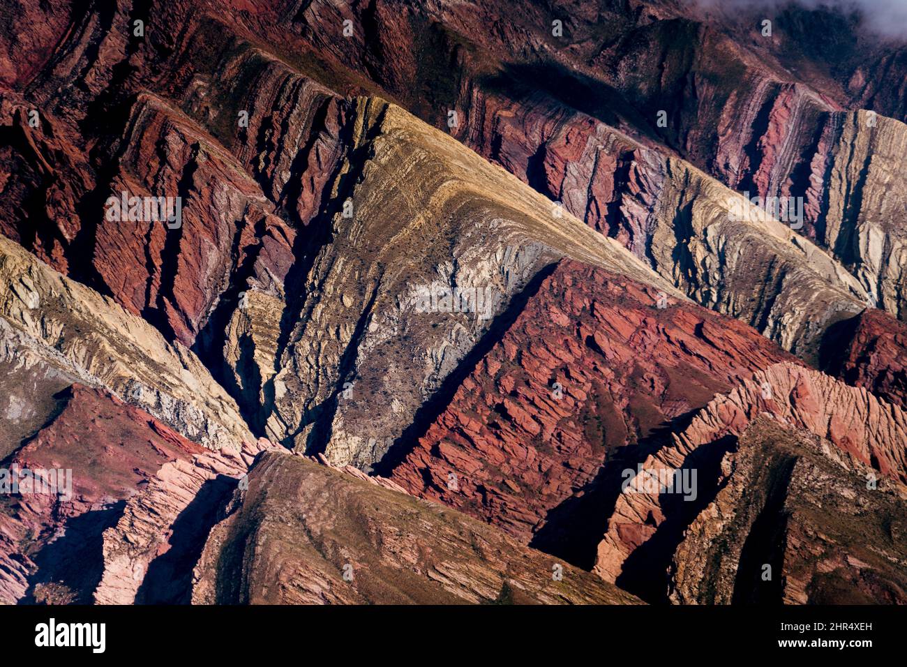 Beautiful view of the colorful rock formations. Quebrada de Humahuaca ...
