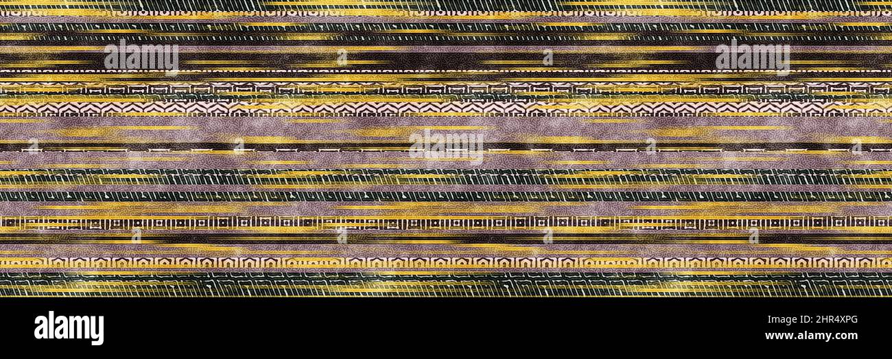 Seamless tribal ethnic stripe grungy border surface pattern design for ...