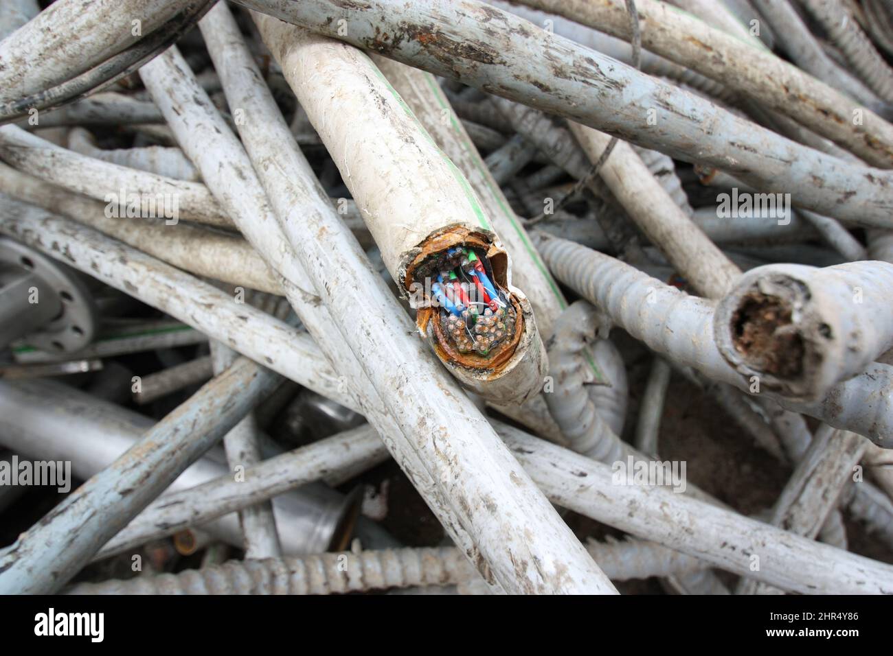 Closeup shot of old, dirty and broken electric cables Stock Photo - Alamy
