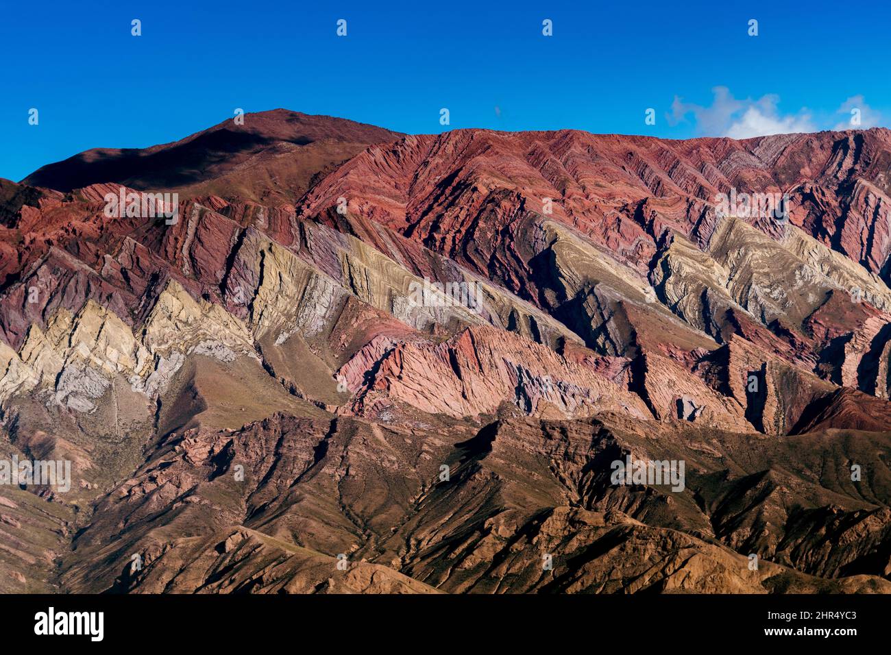 Beautiful view of the colorful rock formations. Quebrada de Humahuaca ...