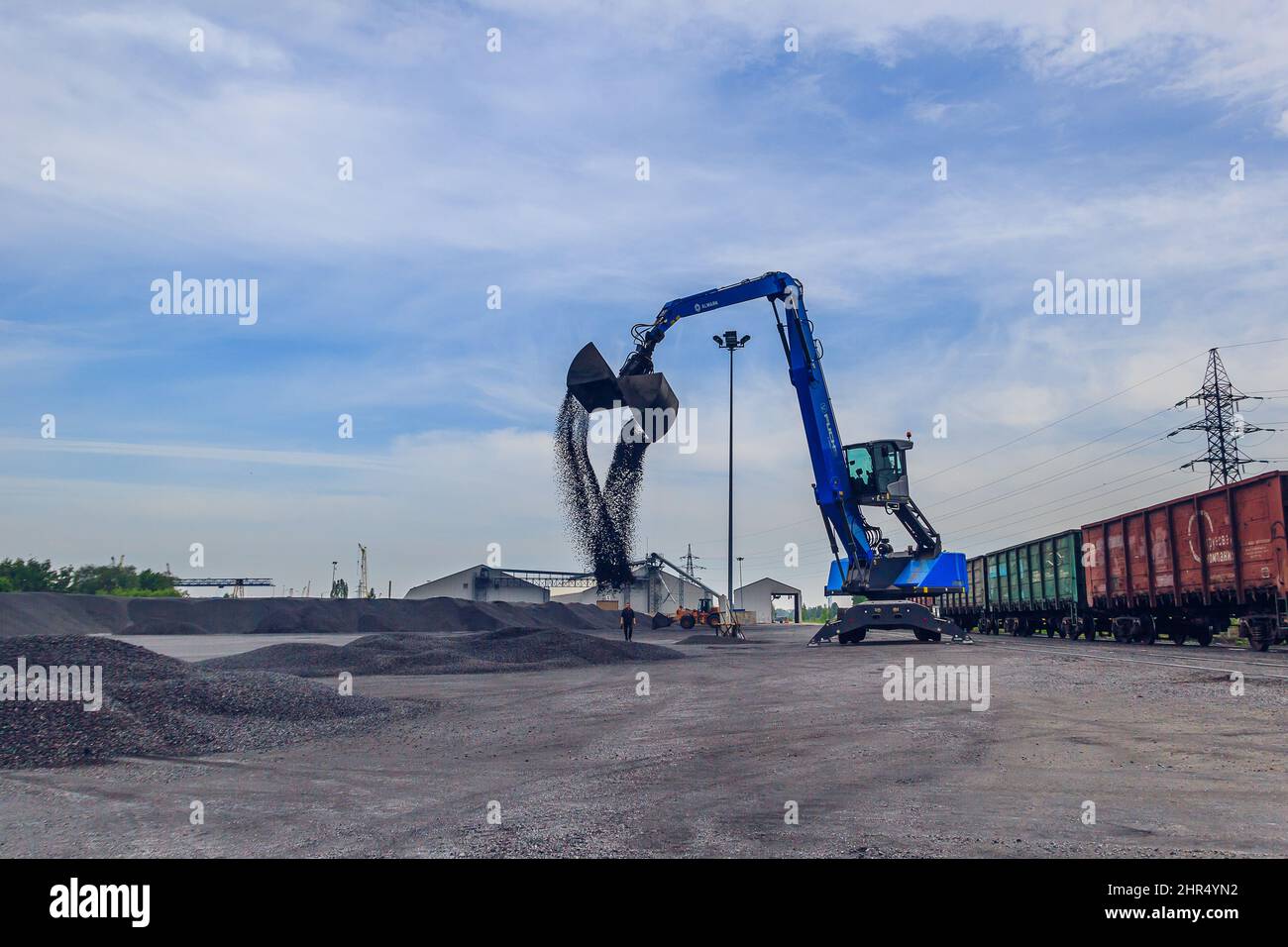 Discharging of the cargo of anthracite from rail wagons at the Klaipeda ...