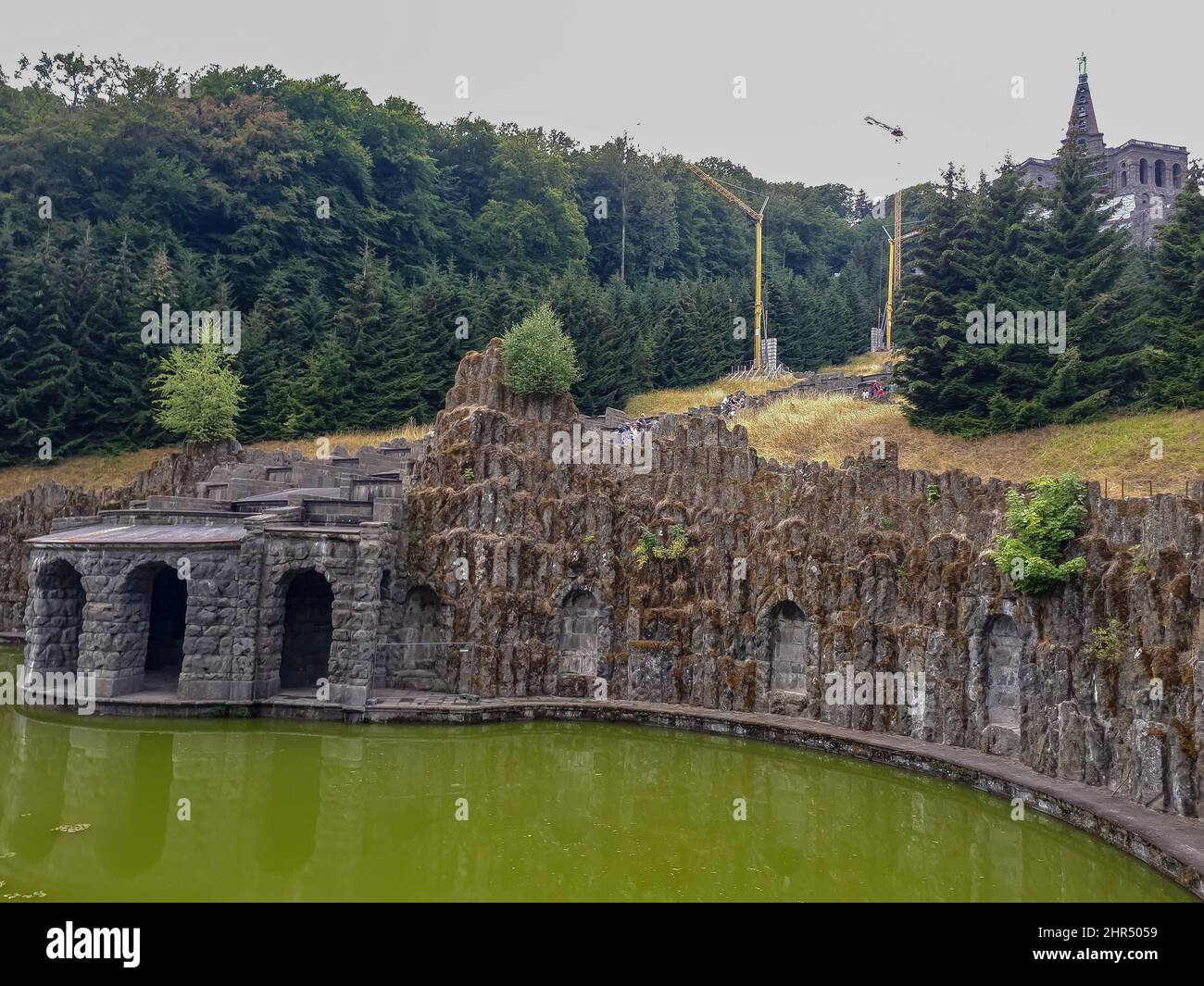 Hercules monument and end of cascades, Wilhelmshoehe Castle Park ...