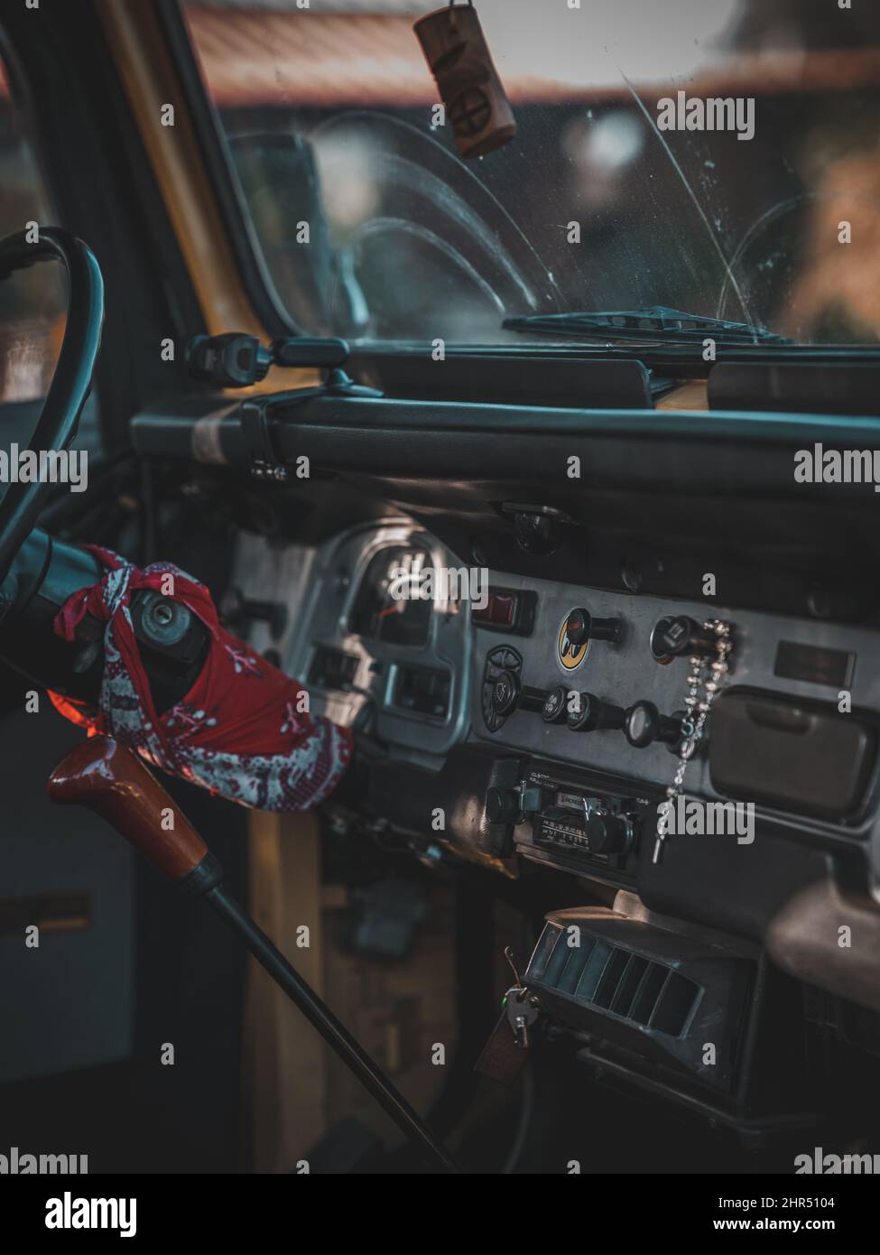Interior of an old vintage car Stock Photo - Alamy