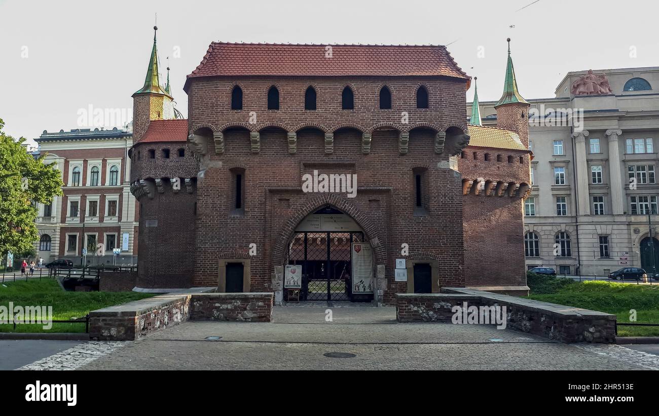 Central entrance doors of famous Barbican fortress in old town of ...