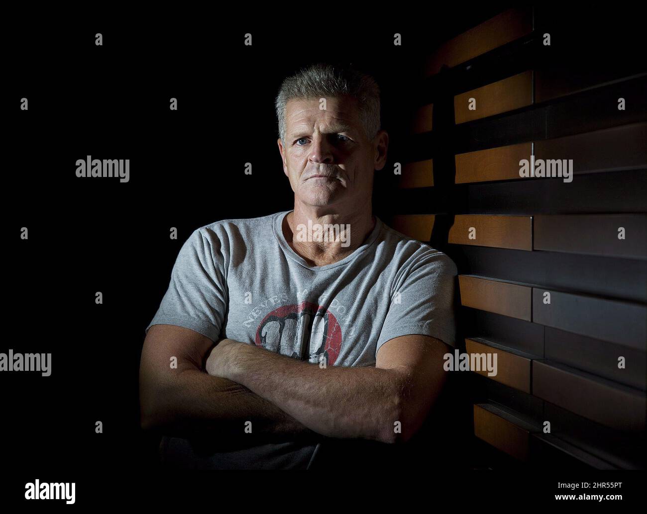 Former NHL tough guy Chris Nilan stands for a portrait while promoting ...