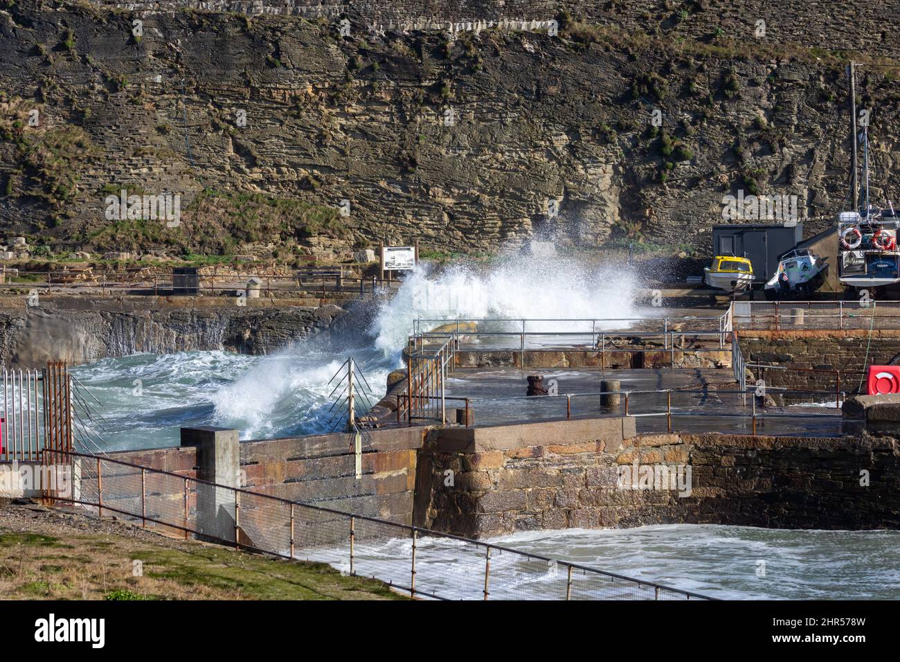Rough seas in Portreath, Cornwall,uk Stock Photo - Alamy