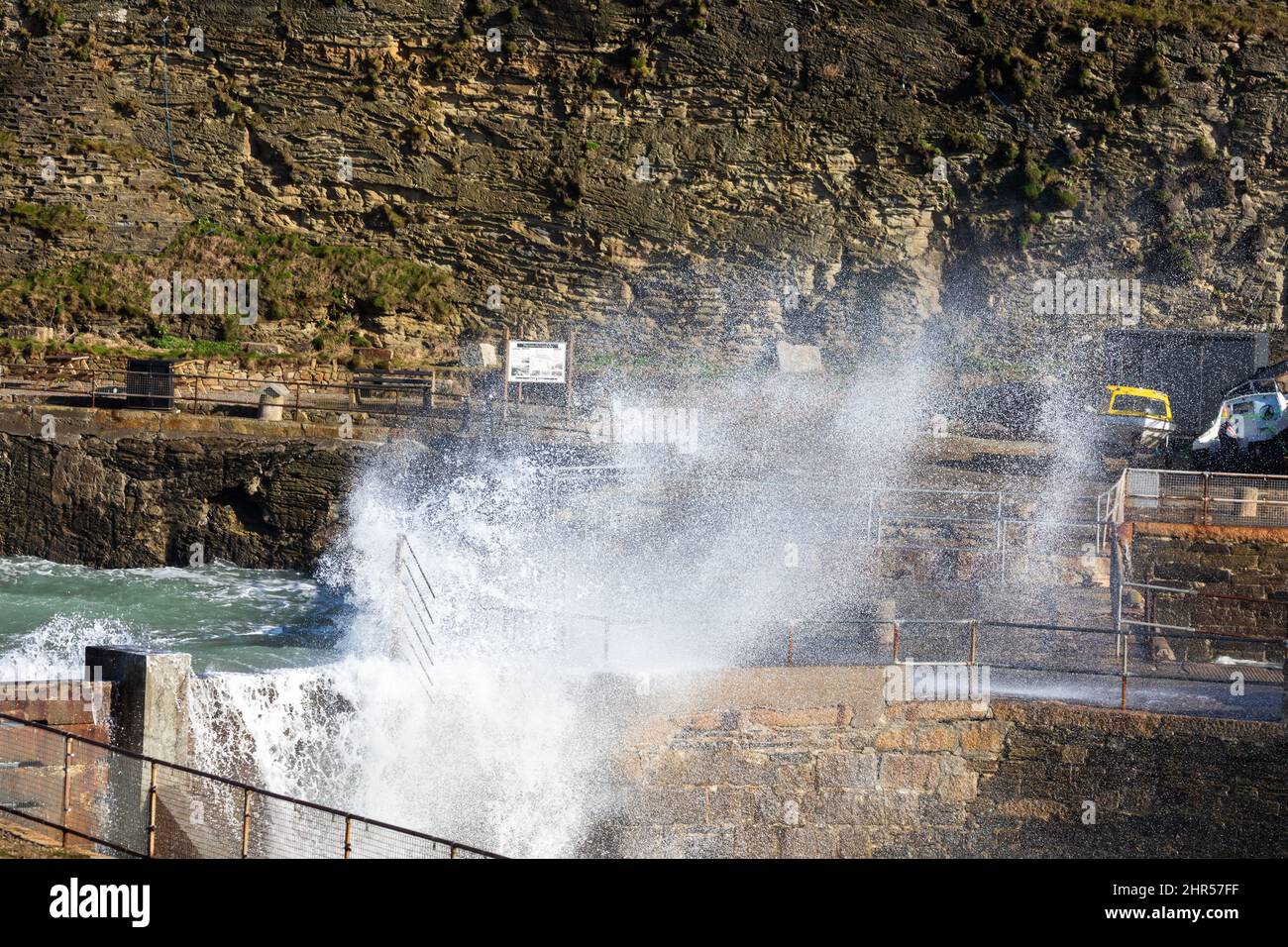 Rough seas in Portreath, Cornwall,uk Stock Photo - Alamy