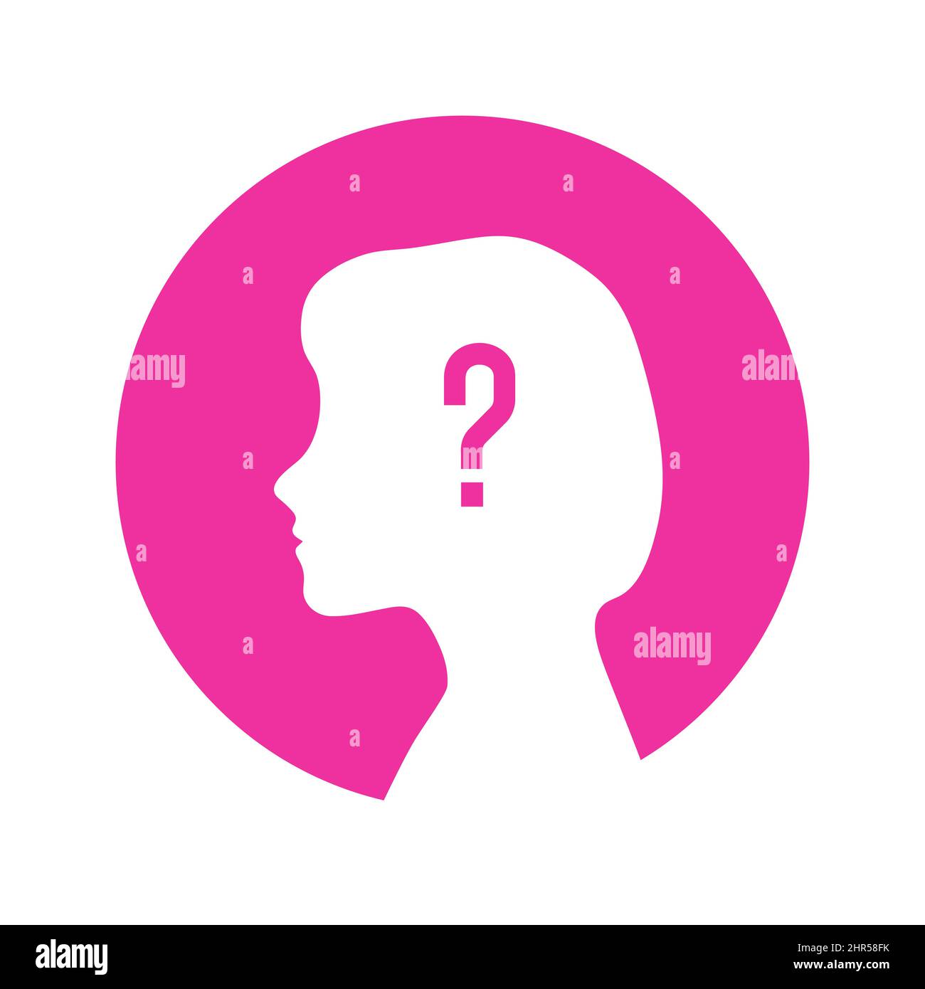 Question girl head icon. Problem solving. The concept of brain activity ...