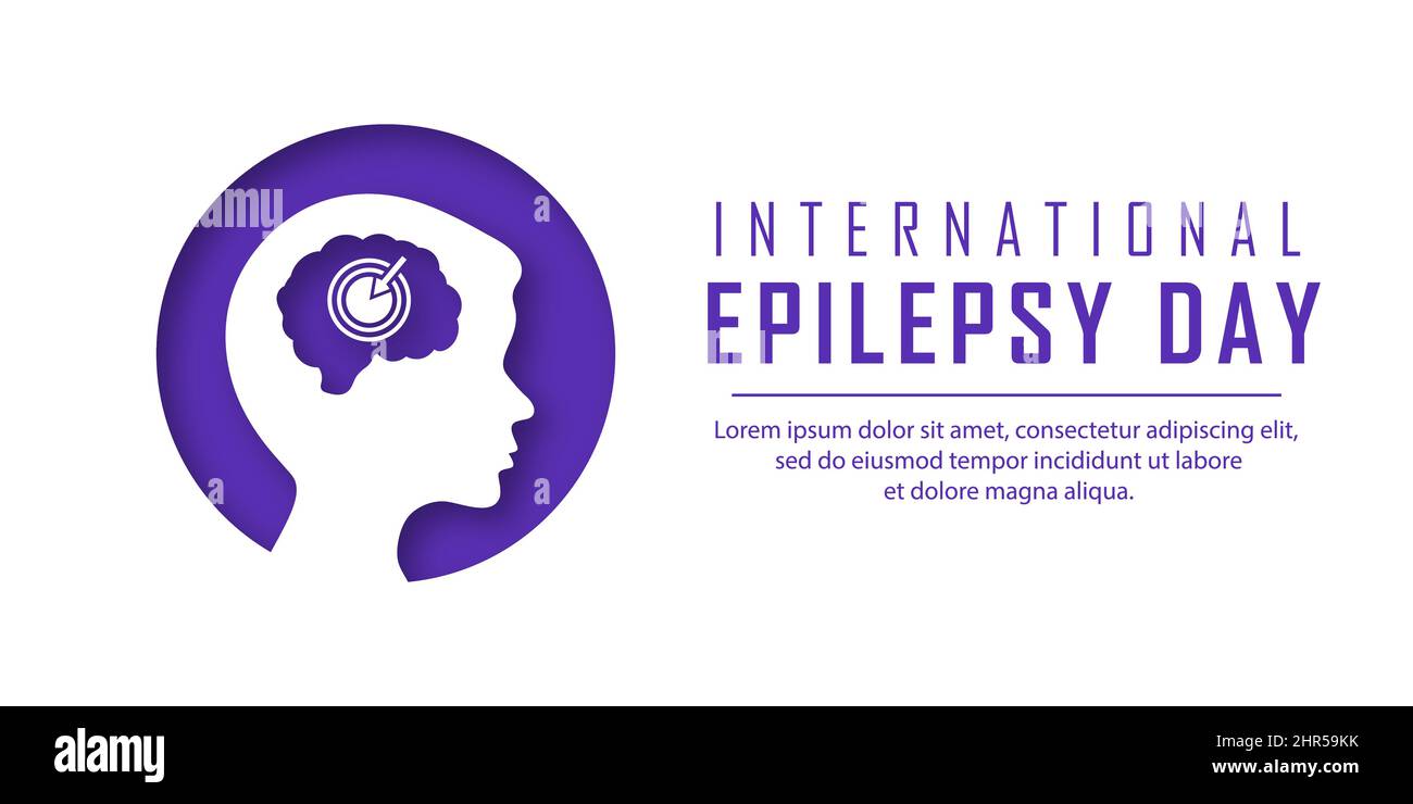 World International Epilepsy Day. White banner with a silhouette of a ...
