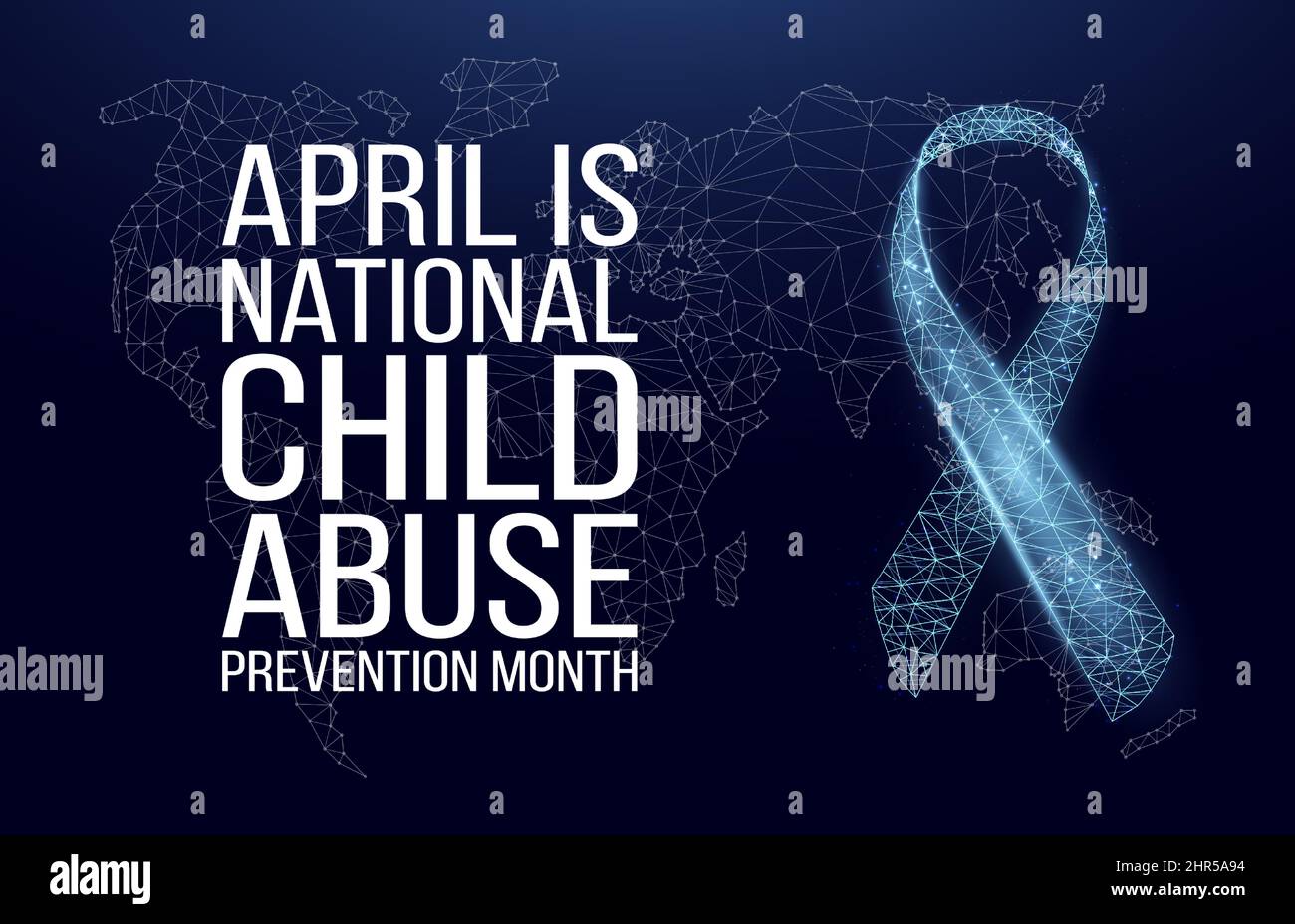 Child Abuse Prevention Month concept. Banner with blue ribbon awareness ...